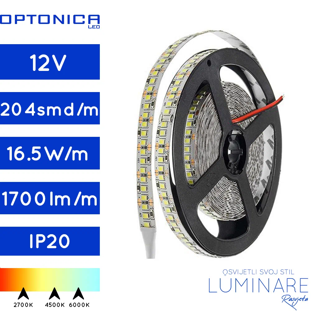LED TRAKA 2835 12V 16.5W 204SMD/m IP20 5m - LUMINARE Rasvjeta